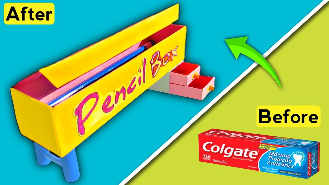 How to make pencil box from matchbox and colgate box. pencil box from ...