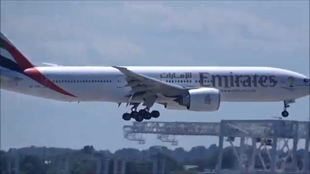 Emirates Boeing 777-200LR arrival in Boston - YouTube