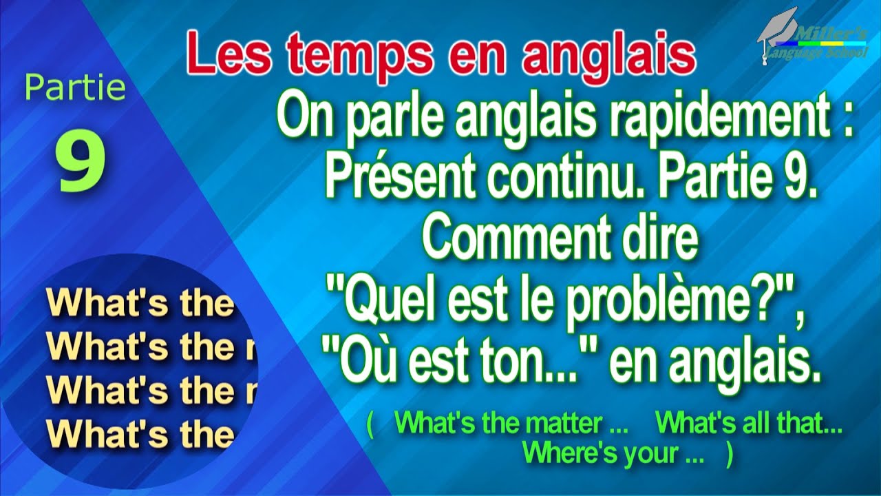On parle anglais rapidement. Présent continu. Comment dire «Quel est le ...