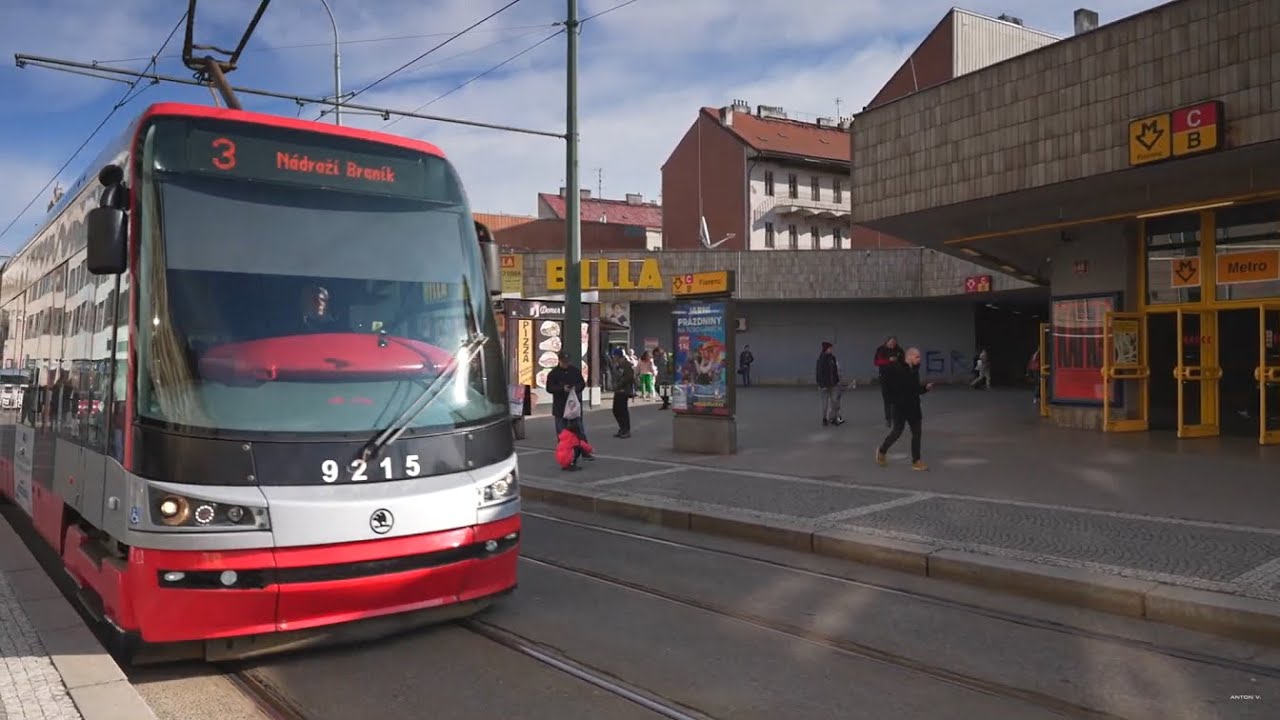 Czech Republic, Prague, tram 3 ride from Florenc to Masarykovo nádraží ...