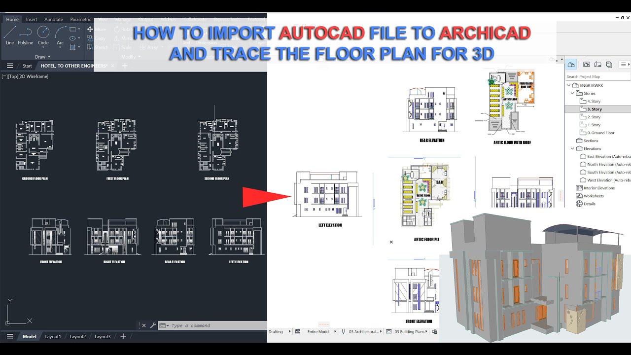 How to Convert AutoCAD File to Archicad and Model the Plan | Complete ...
