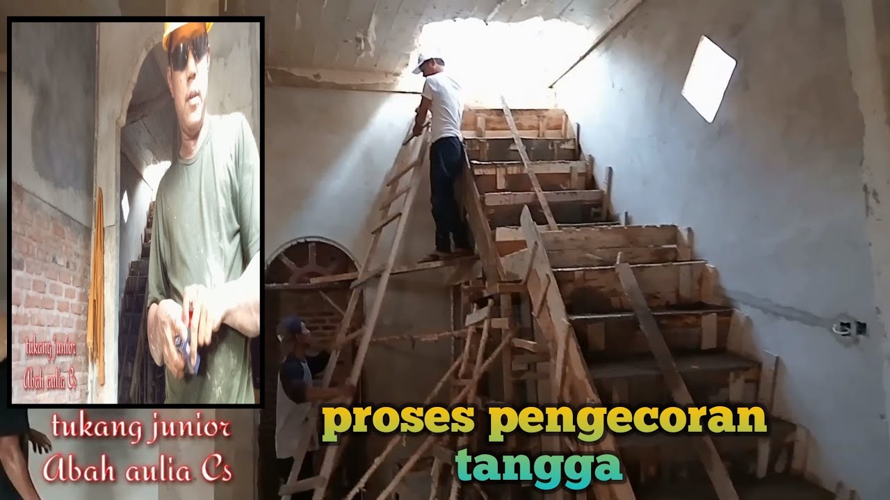 proses pengecoran tangga beton - YouTube