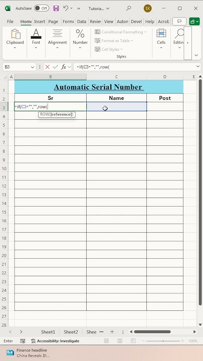 Autometic serial number in excel #excel #exceltips #exceltutorial #exceltricks #office # ...