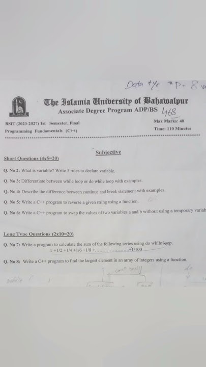 c++ programing iub past paper #short #viral - YouTube