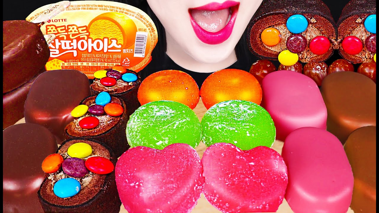 Asmr Mochi Ice Cream Chocolate Button 찹쌀떡 아이스크림 모찌 초콜릿 먹방 Mukbang