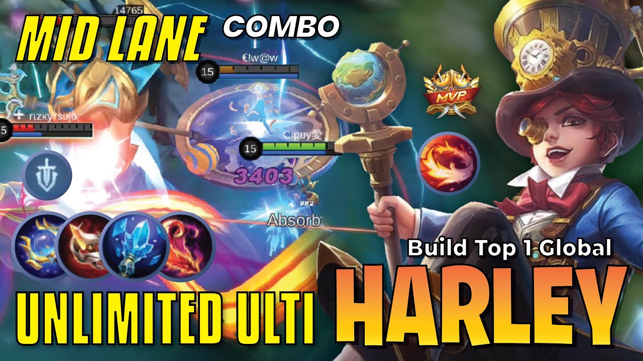 ONE SHOT COMBO!! Harley Mid Lane Combo UNLIMITED ULTIMATE!! [Build Top 1 Global Harley] - MLBB ...