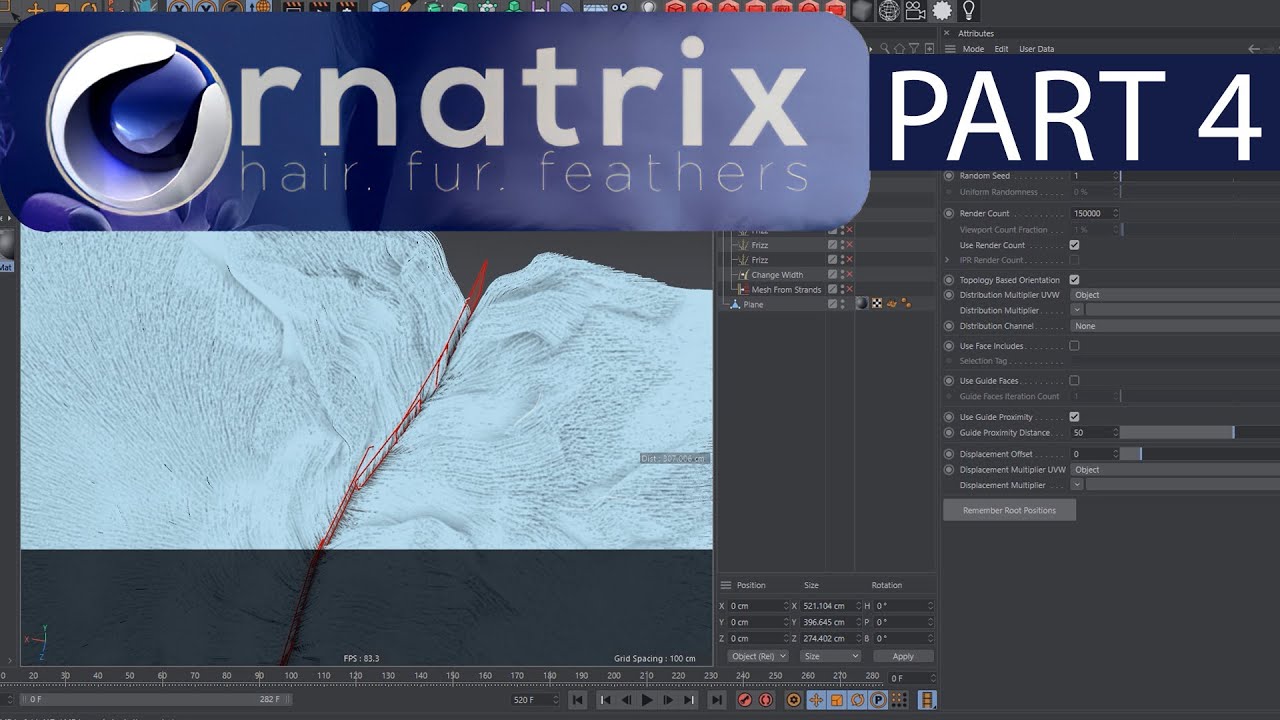 Ornatrix Cinema 4d tutorial. Part 4. Parting - YouTube