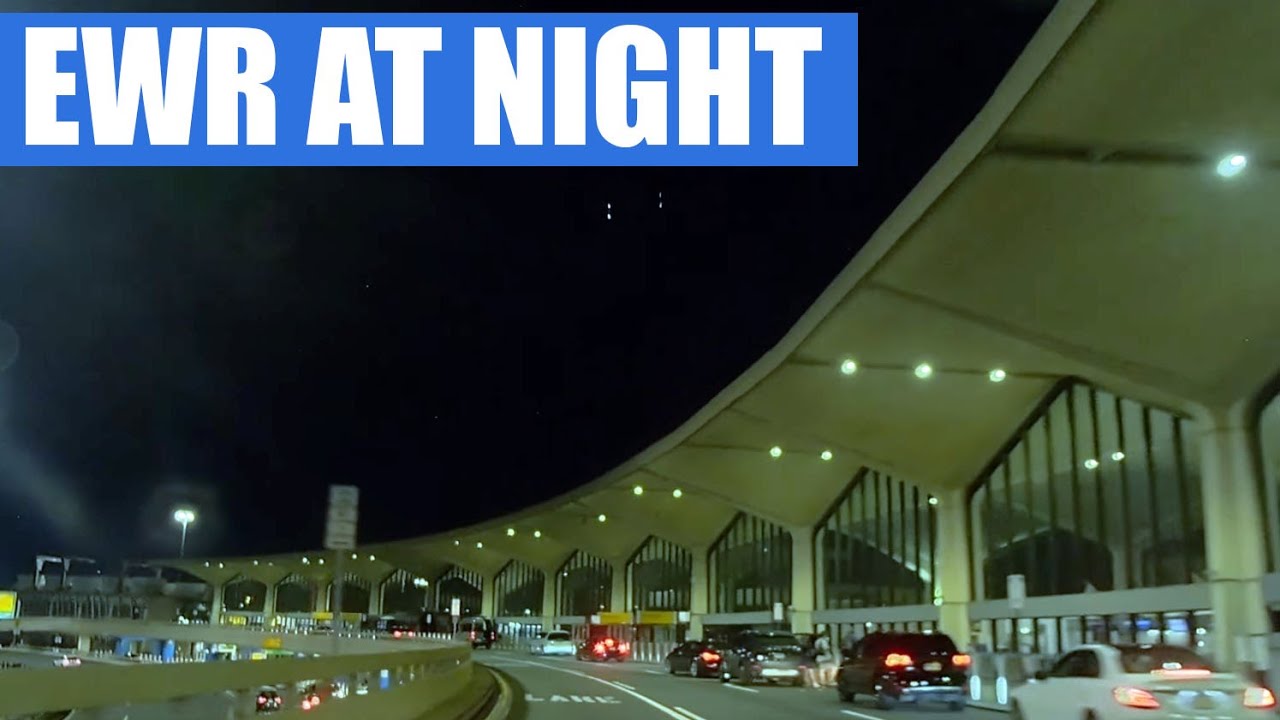 Newark Airport drive at night: Terminal A and Terminal C Departure ...