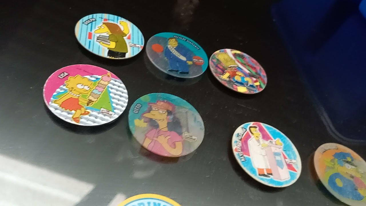 mini lote de tazos de los Simpsons 2006 y 2012 - YouTube