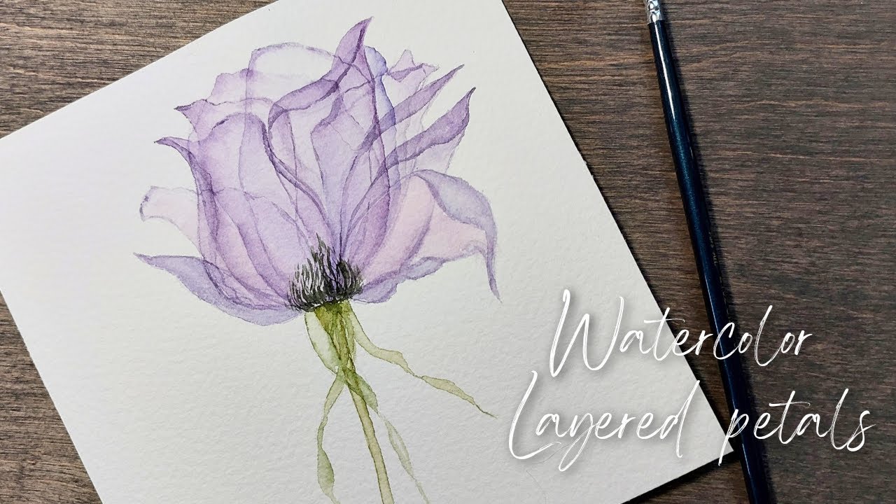 Watercolor transparent layered petals | watercolor transparent flower ...