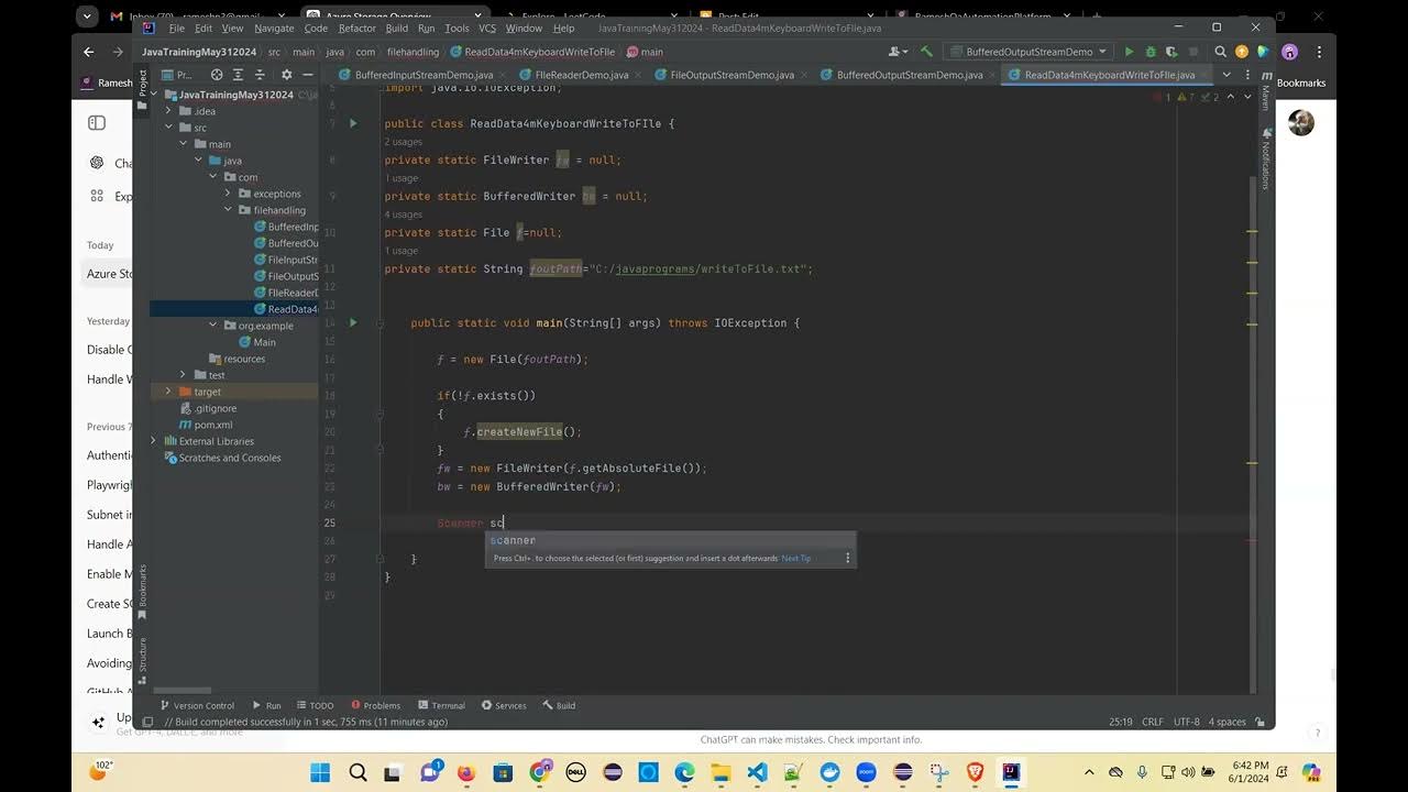 CoreJava FileHandling Programs Demo WritingDataToFiles List Files June 1 2024 - YouTube