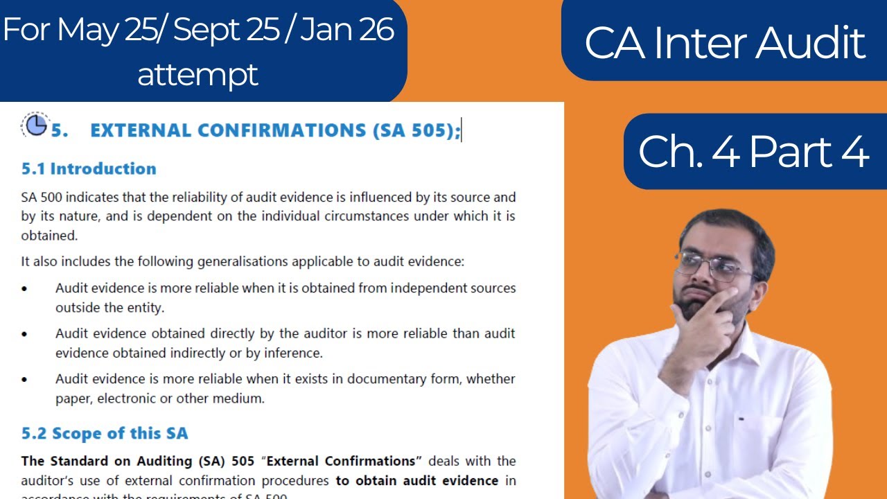 SA 505 - External Confirmations | CA Inter Audit Ch 4 Part 4 | ICAI ...