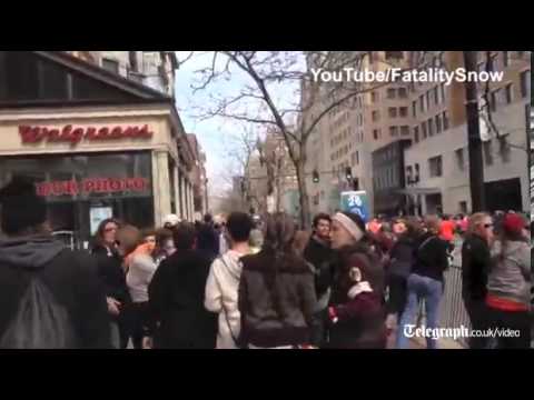 The moment the second blast hit the Boston Marathon
