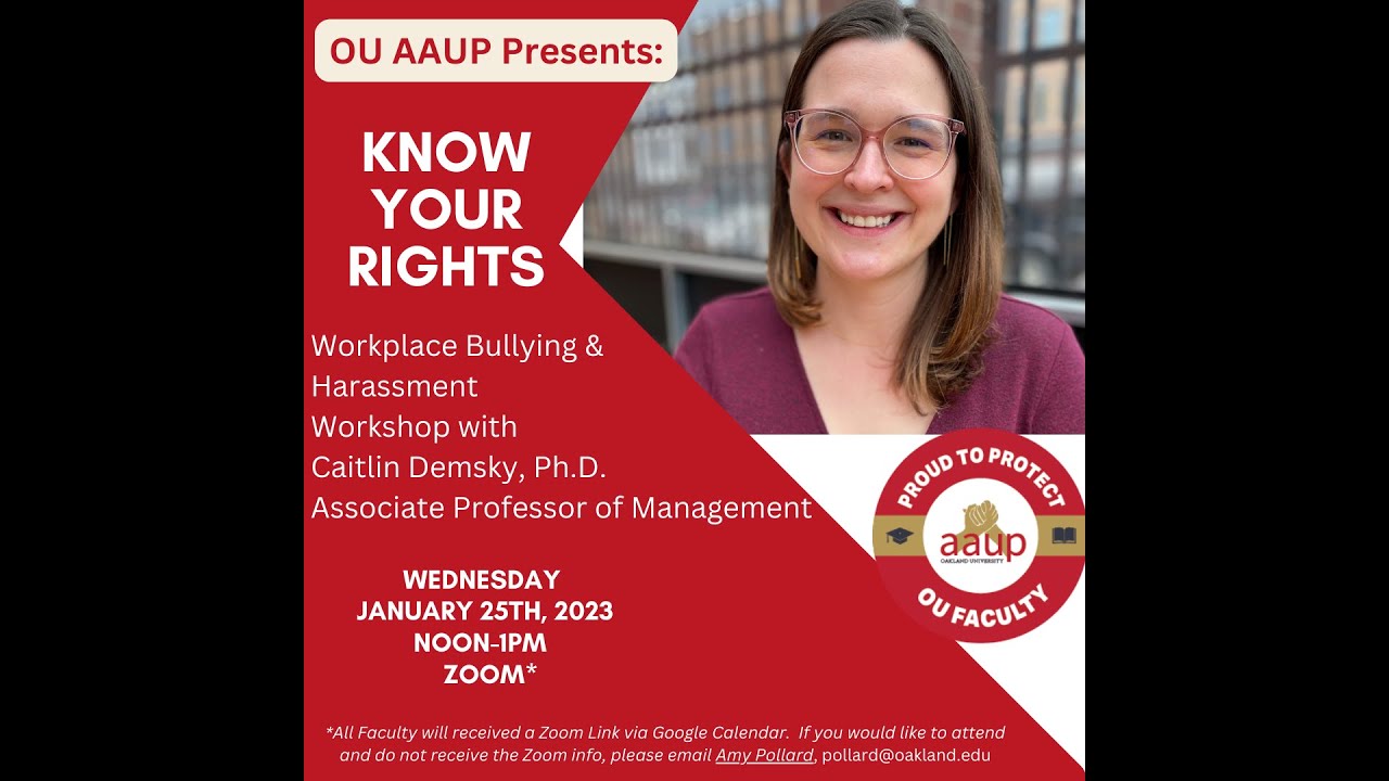OU AAUP Workplace Bullying and Harassment Workshop - YouTube