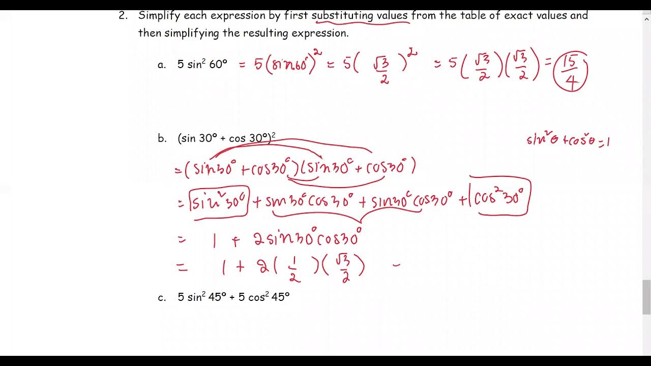 M103 Sec2_1 Ex using Exact Values - YouTube