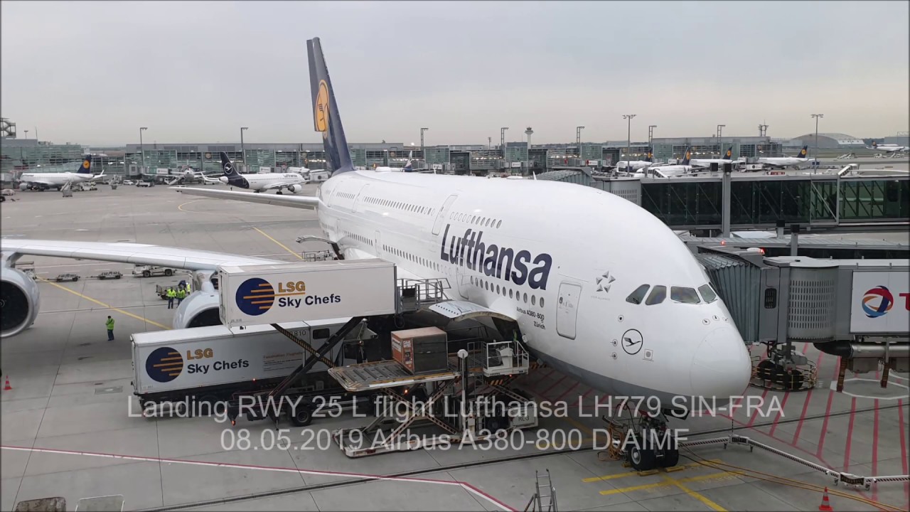 Smooth landing RWY 25 L flight Lufthansa LH779 SIN-FRA 08.05.2019 ...