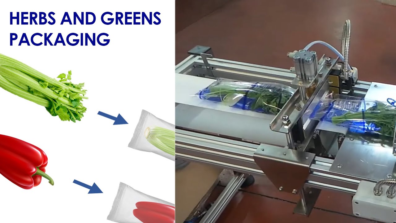 Packaging machine for herbs and greens - YouTube