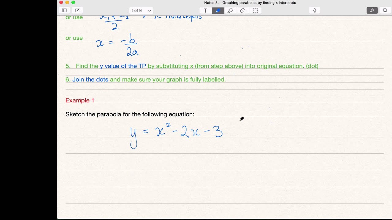 Graphing parabolas by finding x intercepts - YouTube