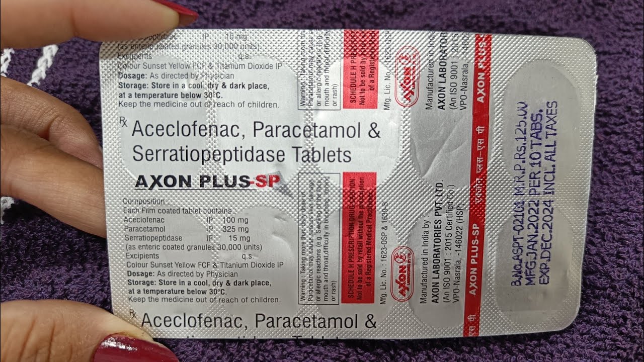 Axon plus-sp tablet(Aceclofenac, paracetamol & seratiopeptidase) use ...