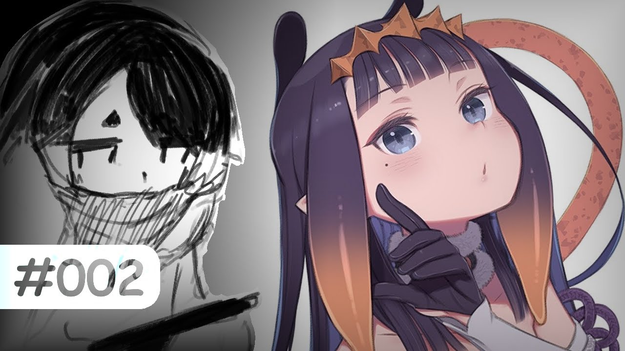 Line Art & Base Colour | Drawing Ninomae Ina'nis | #2 - YouTube