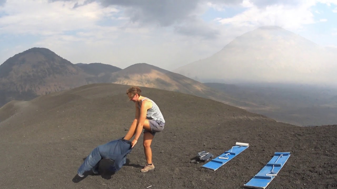 Volcano-bording Sand-Boarding at Cerro Negro Volcano in Nicaragua - YouTube