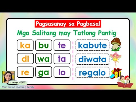 Mga Salitang May Tatlong Pantig//Pagsasanay sa Pagbasa/Tagalog Reading ...
