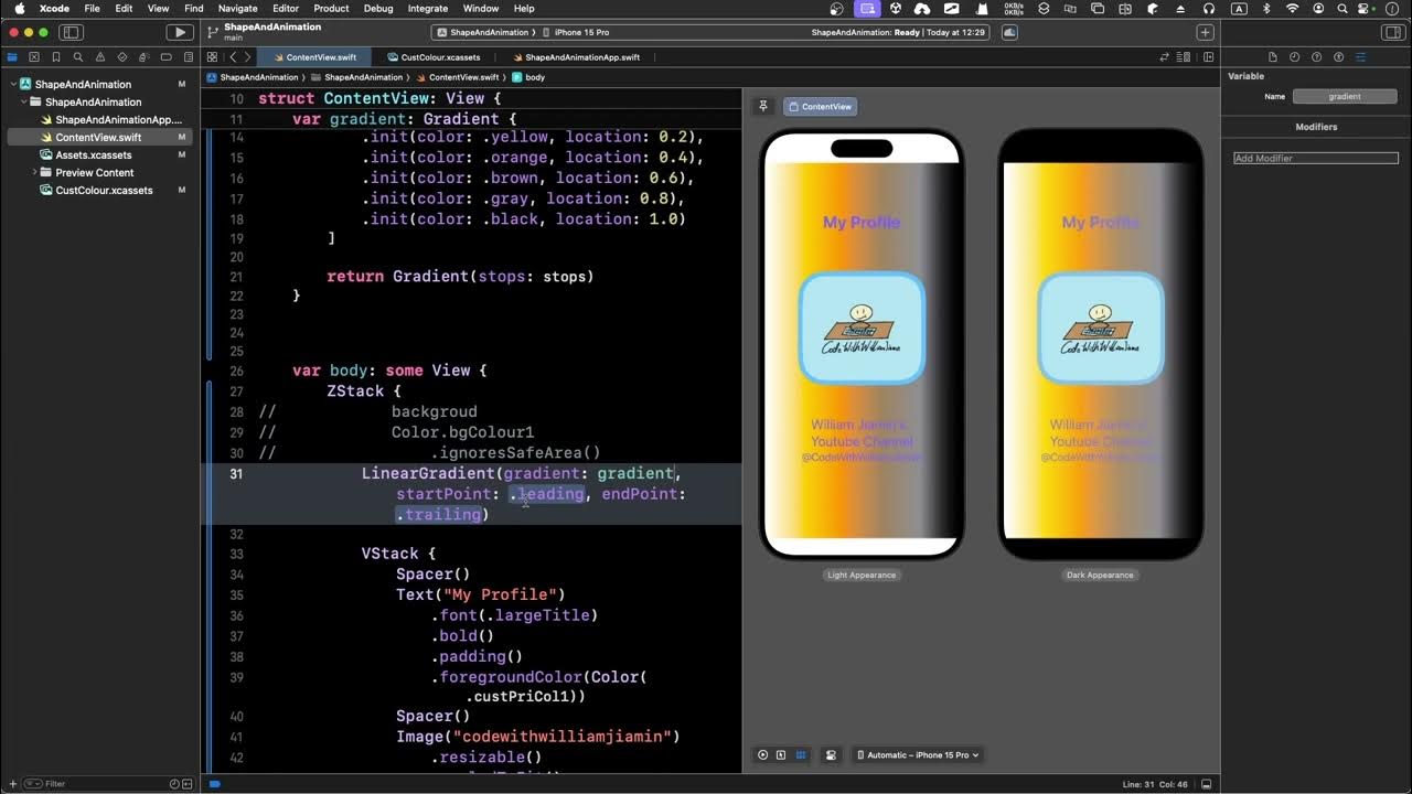 【ios development tutorial for beginners】25 Gradient in swiftUI - YouTube