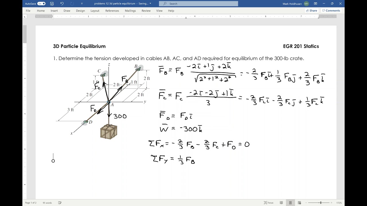 ENGR 220 3D Particle Equilibrium 1 - YouTube
