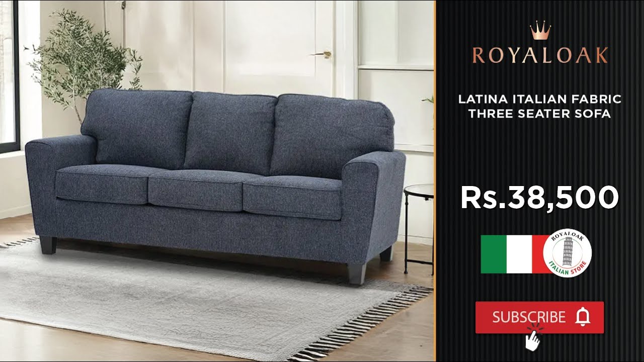 Royaloak | Latina Italian Fabric Sofa 3 Seater - YouTube