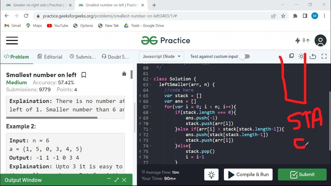 Nearest Smaller Element on Left Side of an Array Stack Question - YouTube