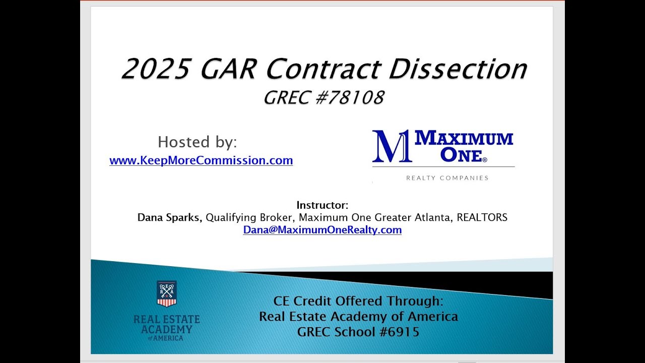 2025 GAR Contract Dissection - CE Class - Taught 2/25 - YouTube