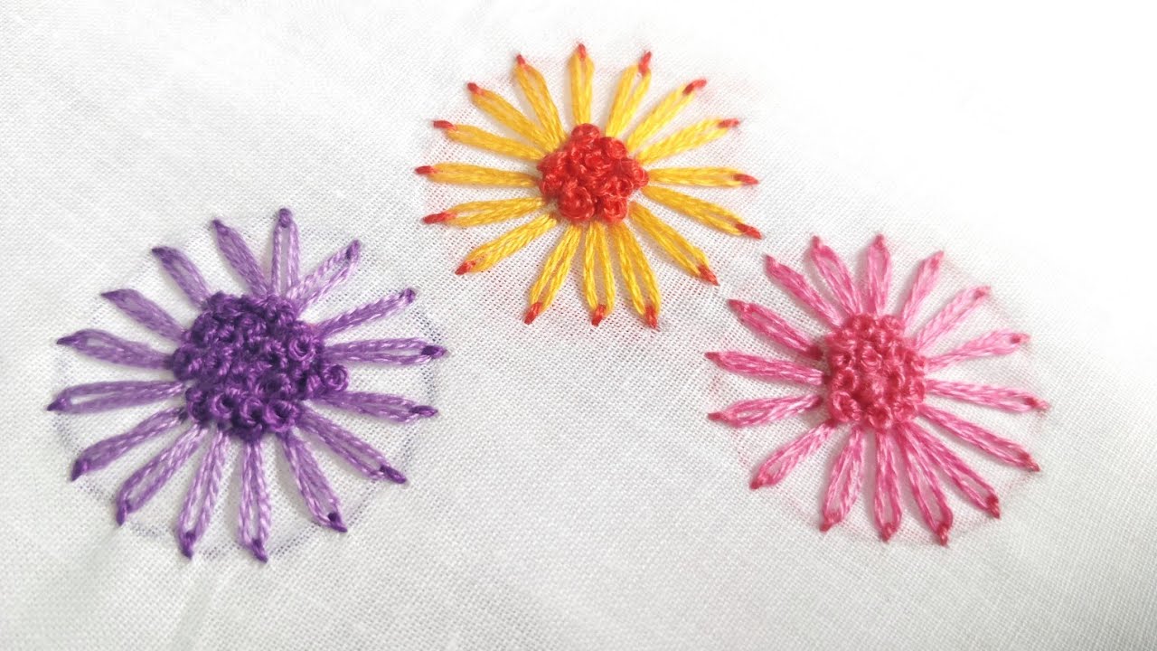 Double Colour Lazy Daisy Stitch (Hand Embroidery Work) - YouTube