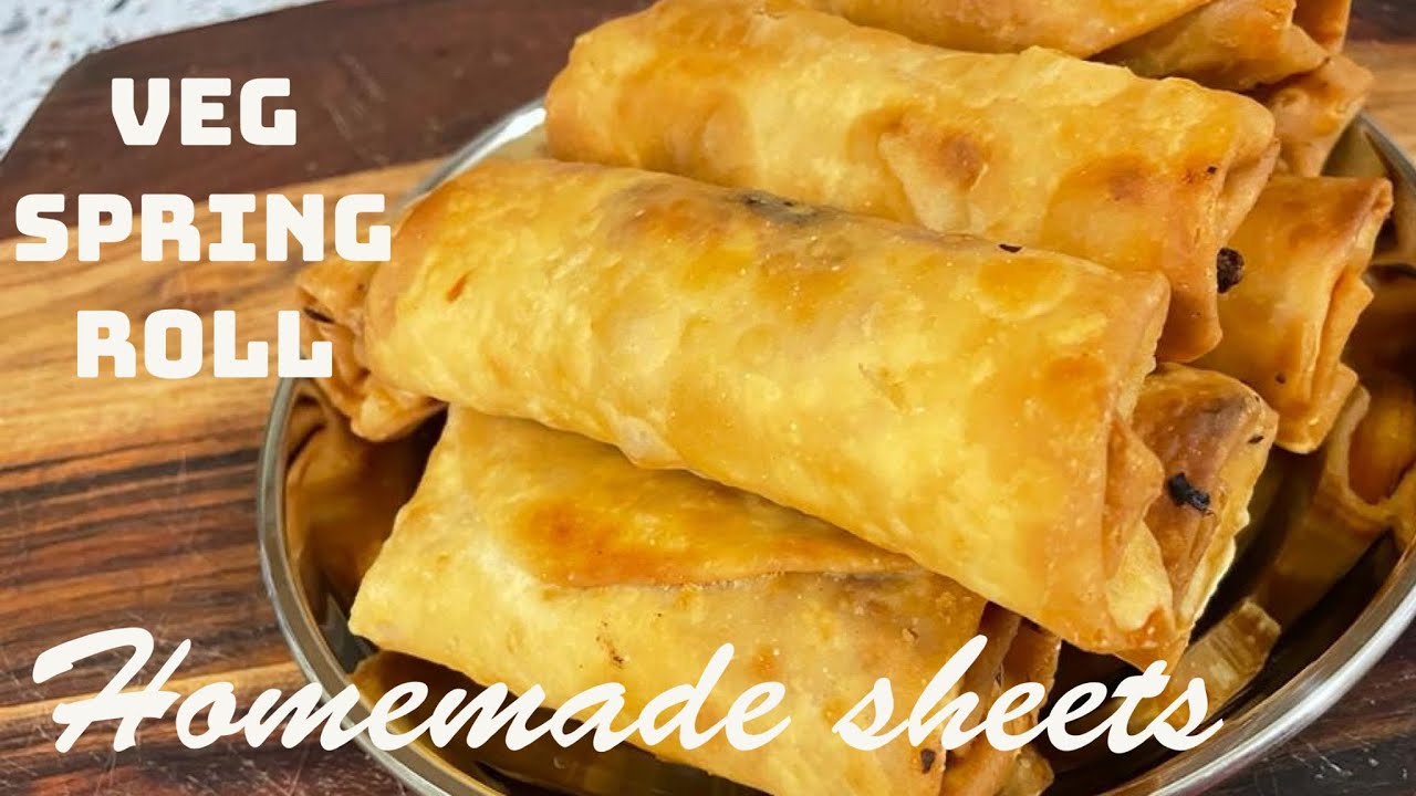 Veg Spring roll with Homemade Sheet बाज़ार जैसे क्रिस्पी स्प्रिंग रोल्स ...