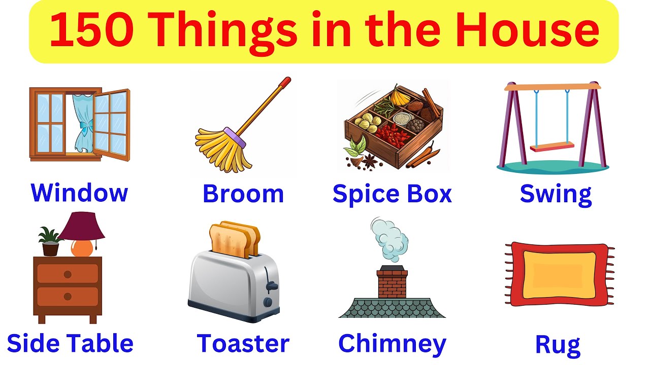 150 Things in the House | Learn Different Home Items in English with ...