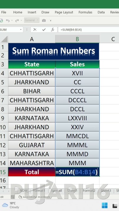How to sum roman numbers in #excel #msexcel #roman #sumproduct #romannumber - YouTube