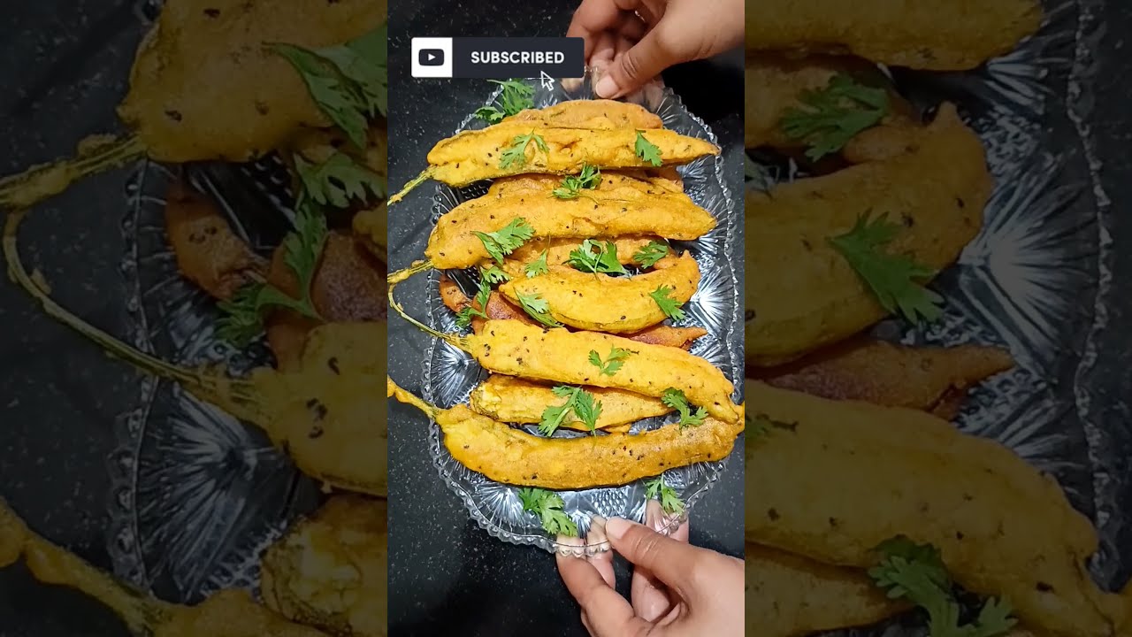 Chilli Pakoda Recipe | Shimla Mirch Pakoda | Bell pepper Fitters ...