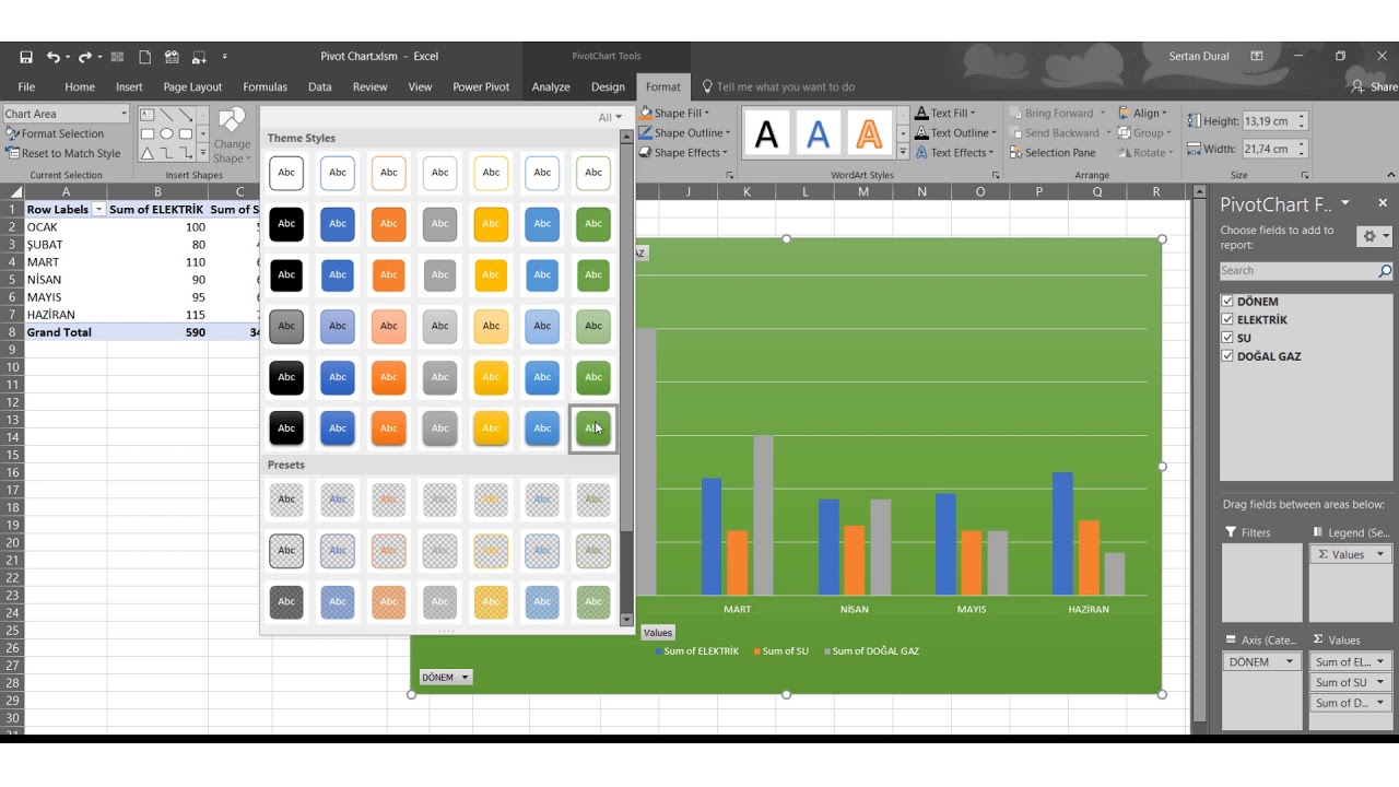 Pivot Chart-Özet Grafik - YouTube