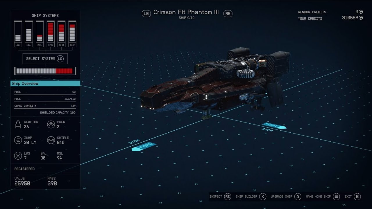 Starfield Ships: Crimson Flt Phantom stats, exterior and interior - YouTube