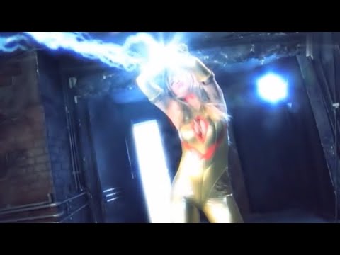 superheroine defeated, knocking back to her mortal form