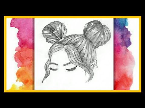 Cute girl Drawing || Girl with two buns || Art and Craft - YouTube