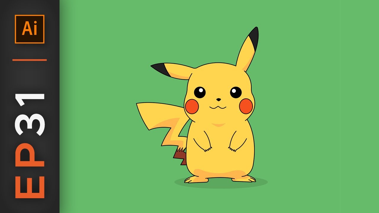 Draw Pikachu from Pokémon in Adobe Illustrator | Adobe Illustrator Time ...