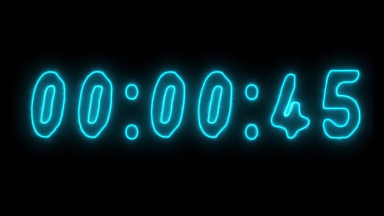 Light blue neon timer 45 seconds (countdown) - YouTube