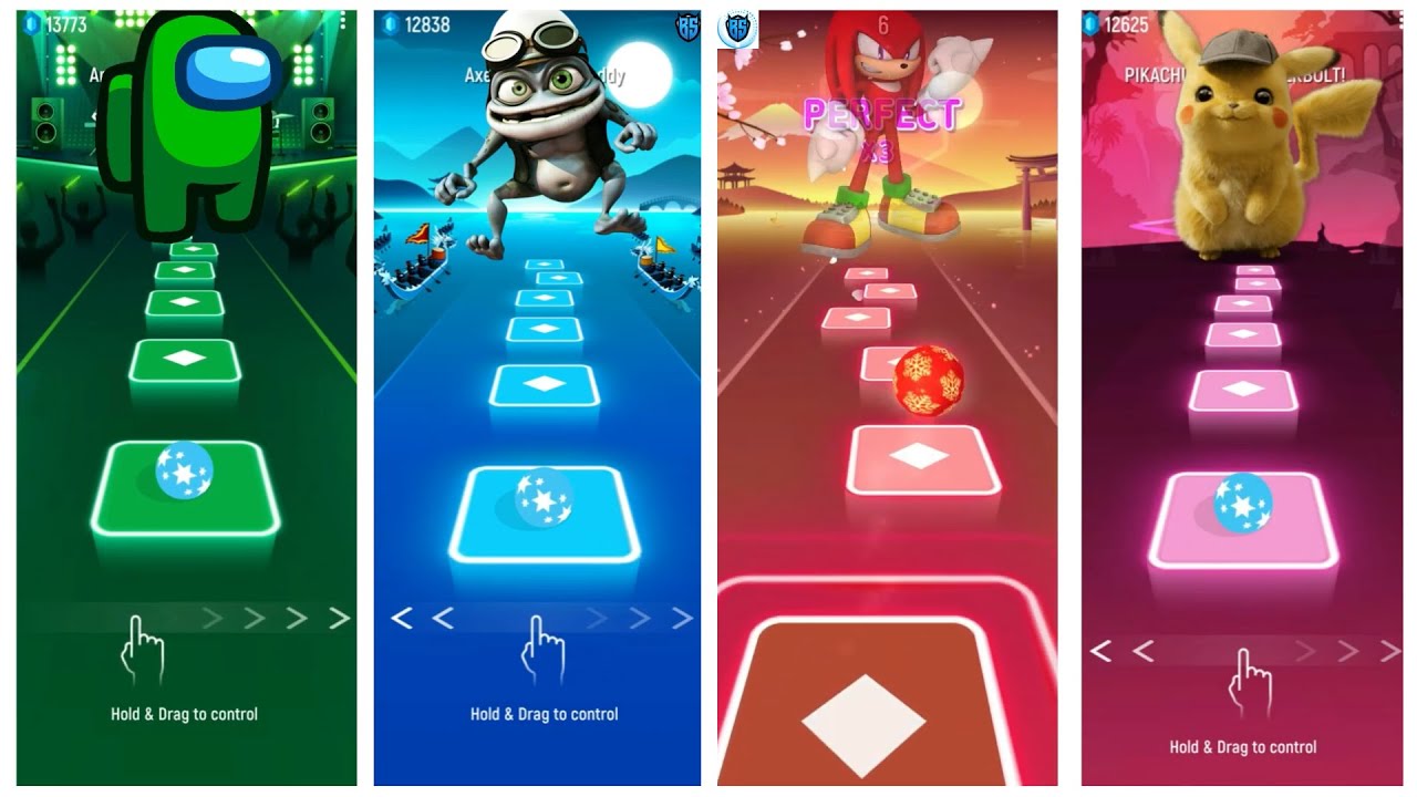 Green Among Us - Crazy Frog vs Knuckles - Pikachu - Epic Tiles Hop ...