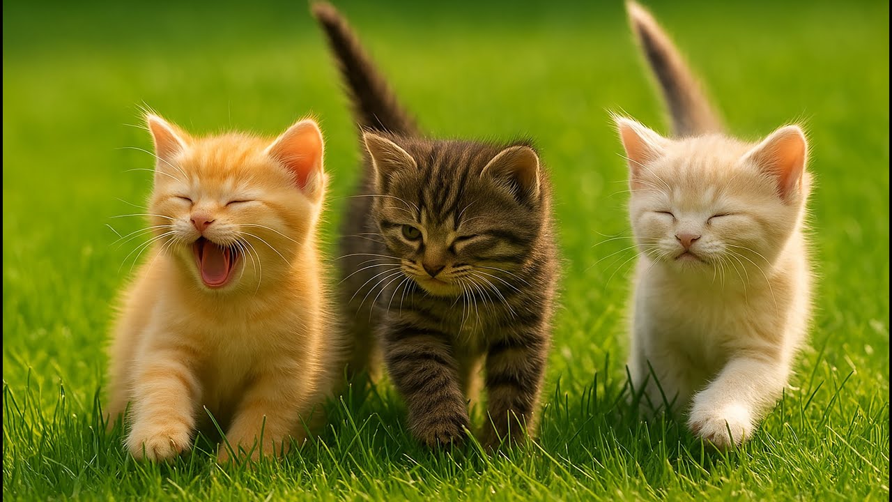 Cute Little Cats Playing On The Green Grass – Sweet Cat Videos With ...