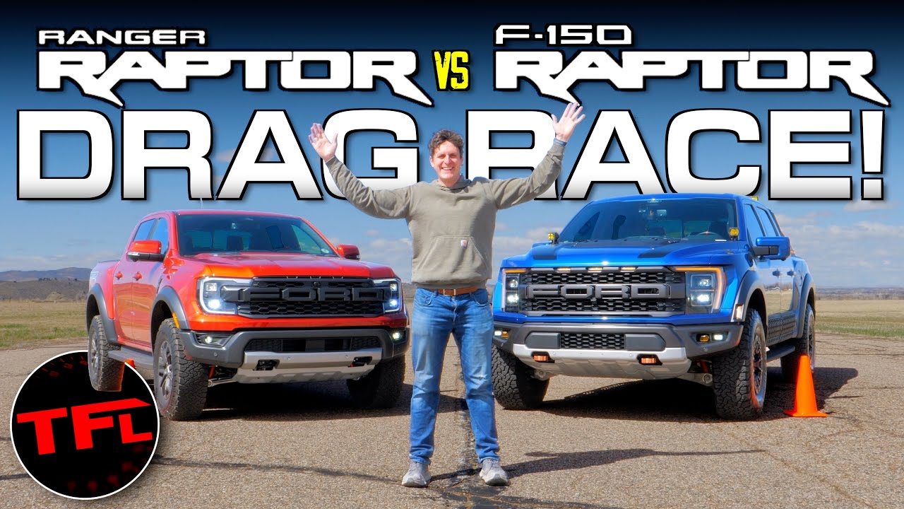 This Ford Ranger Raptor vs. F-150 Raptor Drag Race is UNBELIEVABLY ...