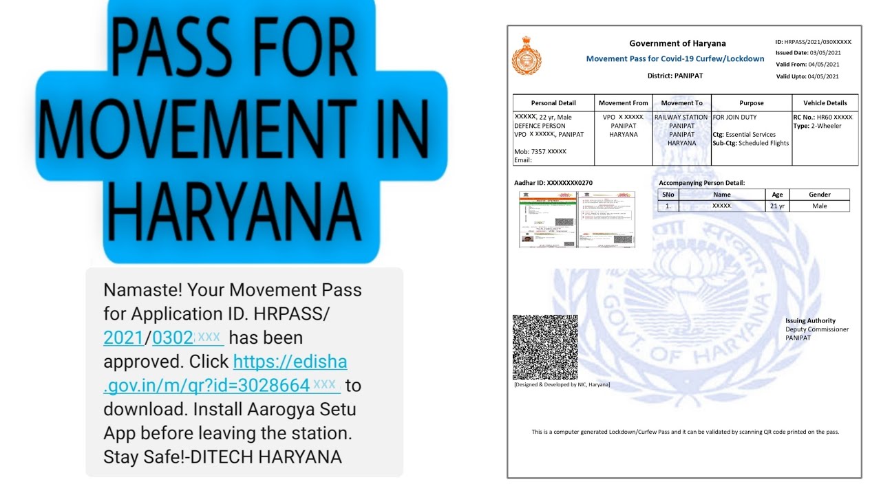 Lockdown pass in haryana 2021 II Pass for lockdown II Movement pass during lockdown in haryana ...