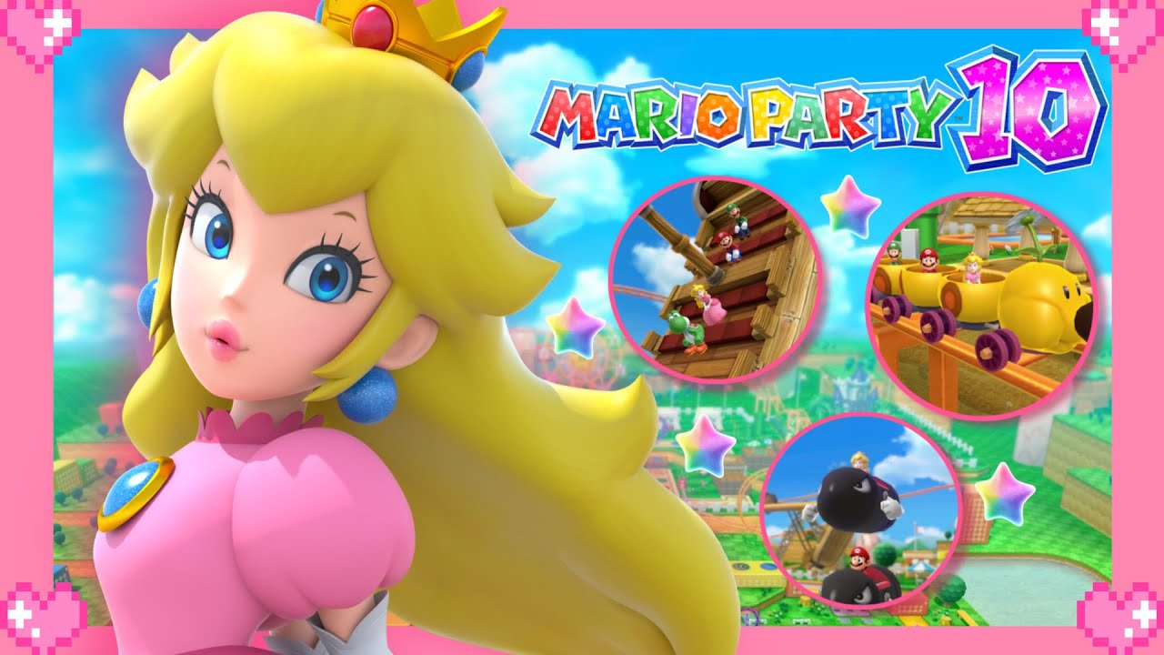 💗 Mario Party 10 (Mushroom Park Lucky Space Rides) Peach Gameplay 💗 ...