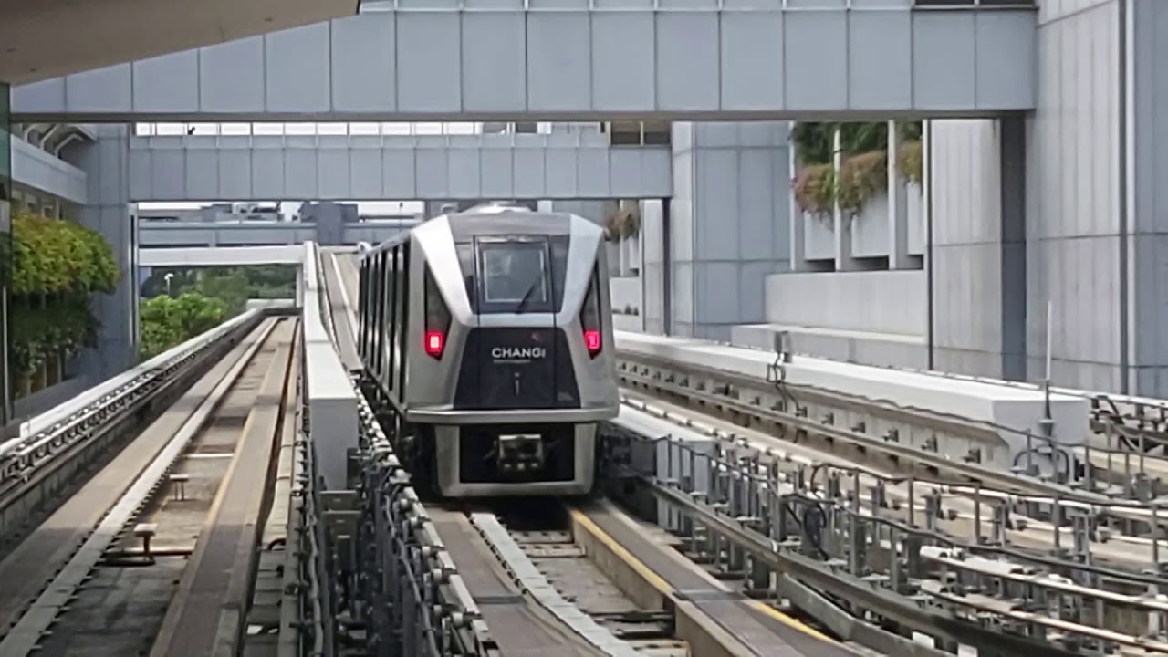[Changi Airport Skytrain] MHI Crystal Mover Set 09/19/18 departing T2 ...