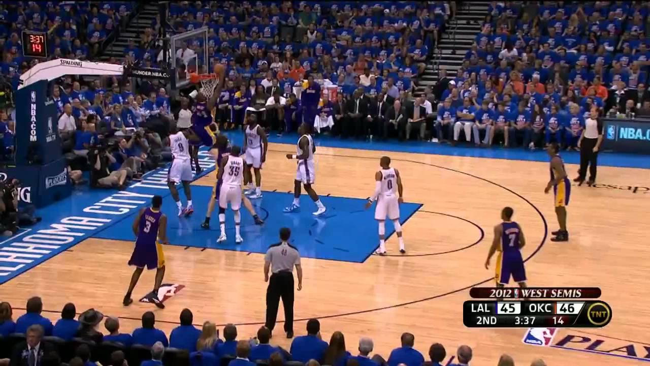 Kobe Bryant NASTY One-Handed Reverse Dunk vs. Thunder (GAME 5) - YouTube