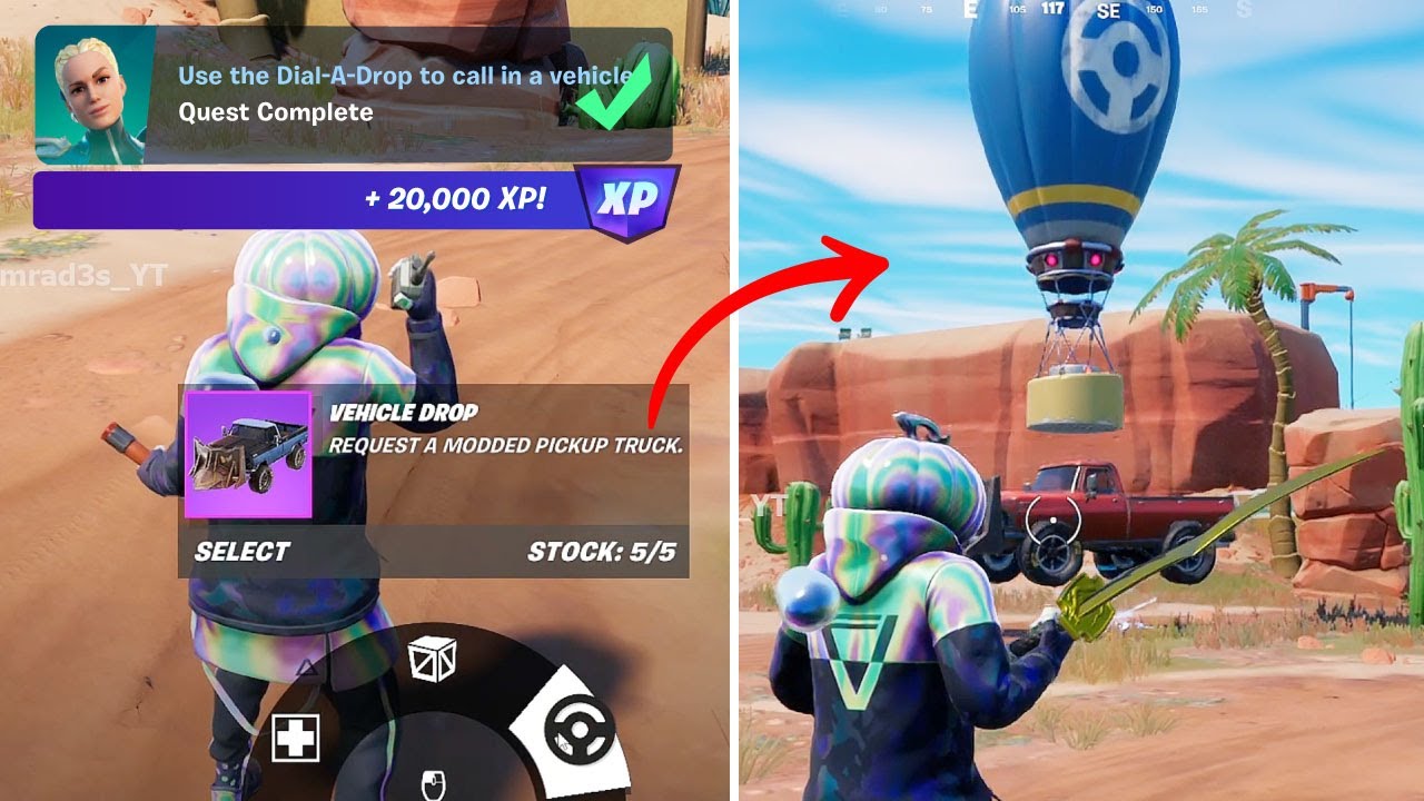 Use the Dial A Drop to call in a vehicle Fortnite - YouTube